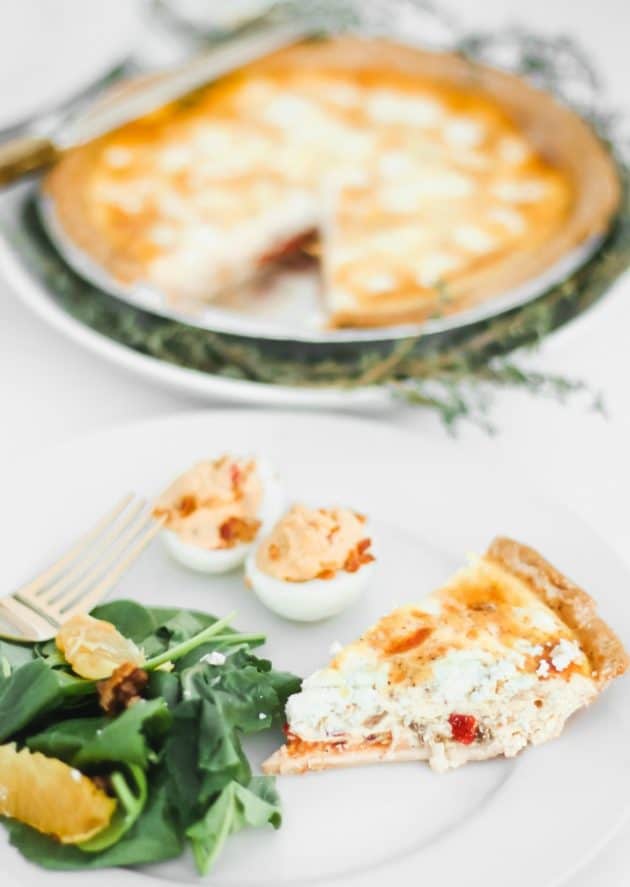 Easy Goat Cheese & Roasted Red Pepper Quiche Recipe