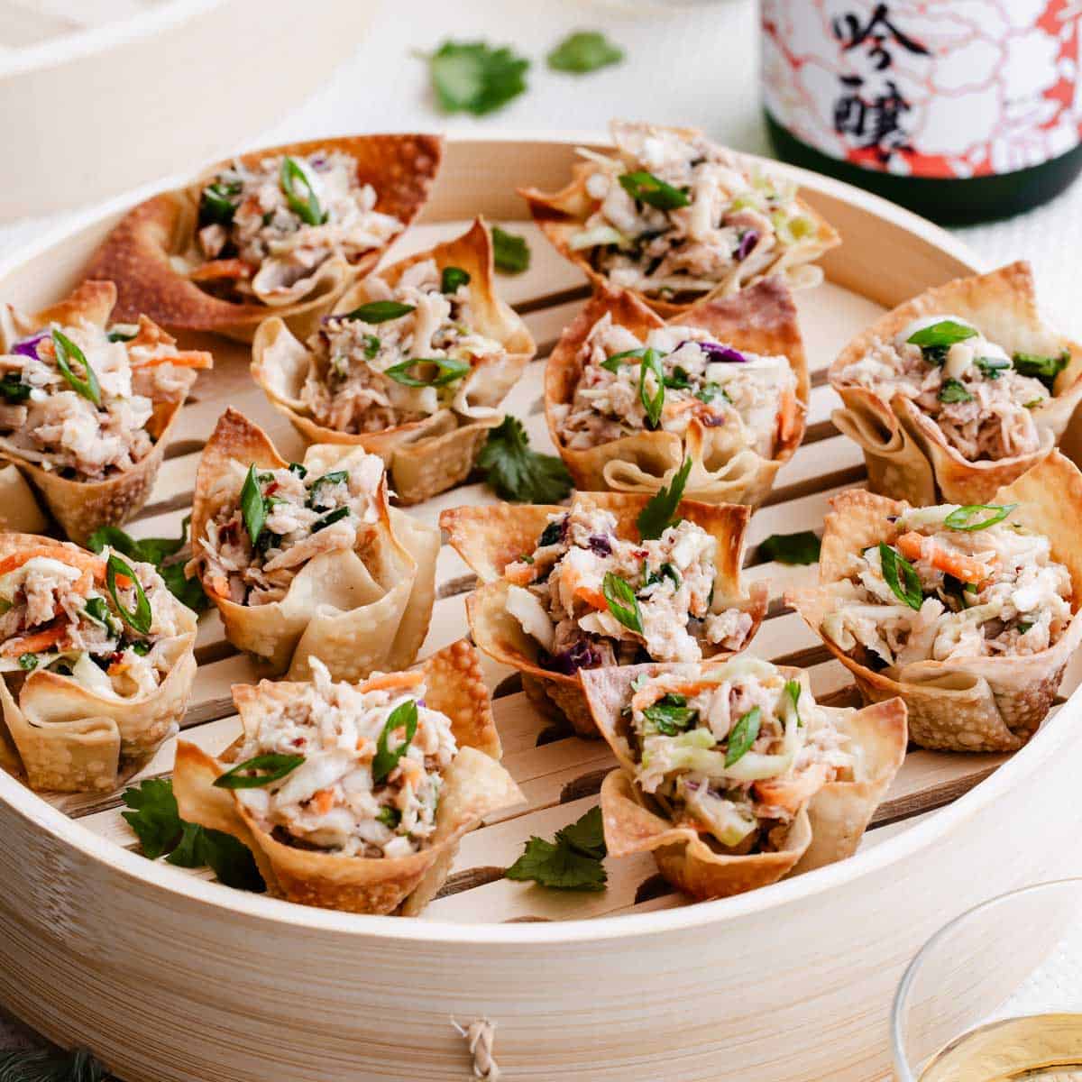 Asian Tuna Salad Wonton Cup Appetizers - Celebrations at Home