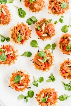 Easy Chicken Appetizers in Phyllo Cups with Sweet & Sour Sauce